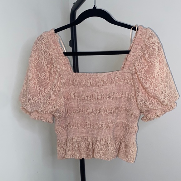 Free the Roses | Tops | Free The Roses Lace Puff Sleeve Blouse Soft ...